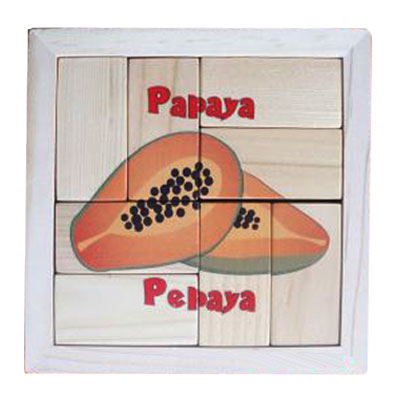 Mainan Kayu Edukatif Puzzle Pepaya - Sablon LED UV | Kayu Seru