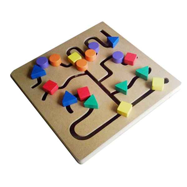 Mainan Melatih Motorik Anak Maze Bentuk Geometri - Kayu Seru