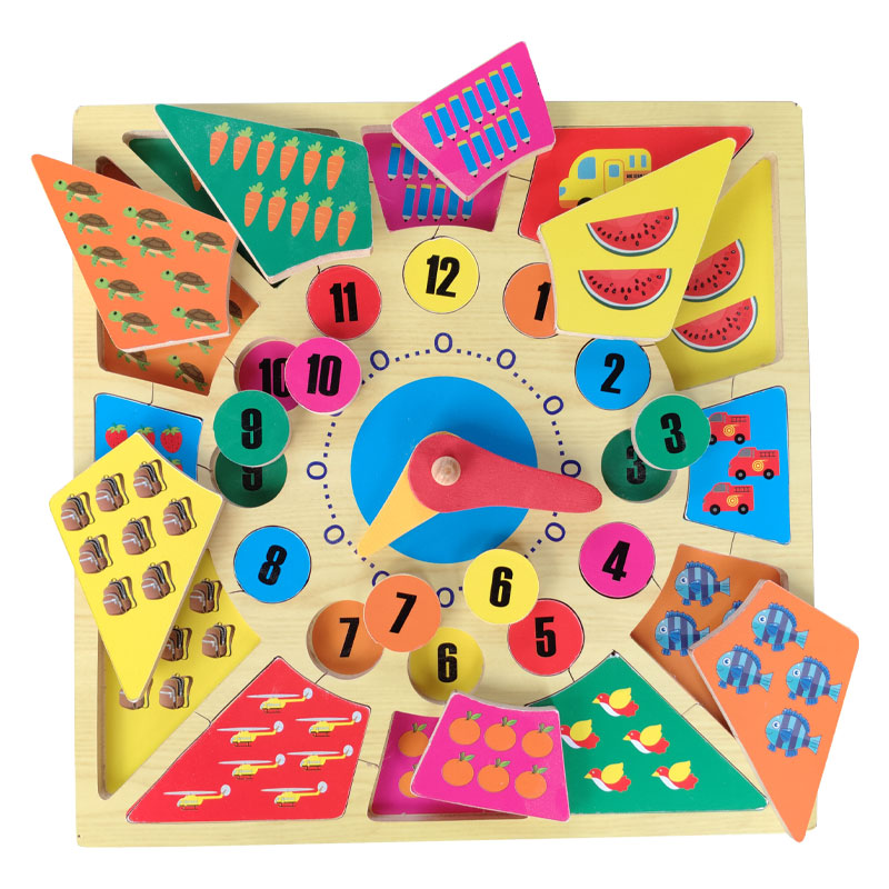 Puzzle Jam Kayu Edukatif Belajar Mengenal Waktu & Berhitung - Kayu Seru